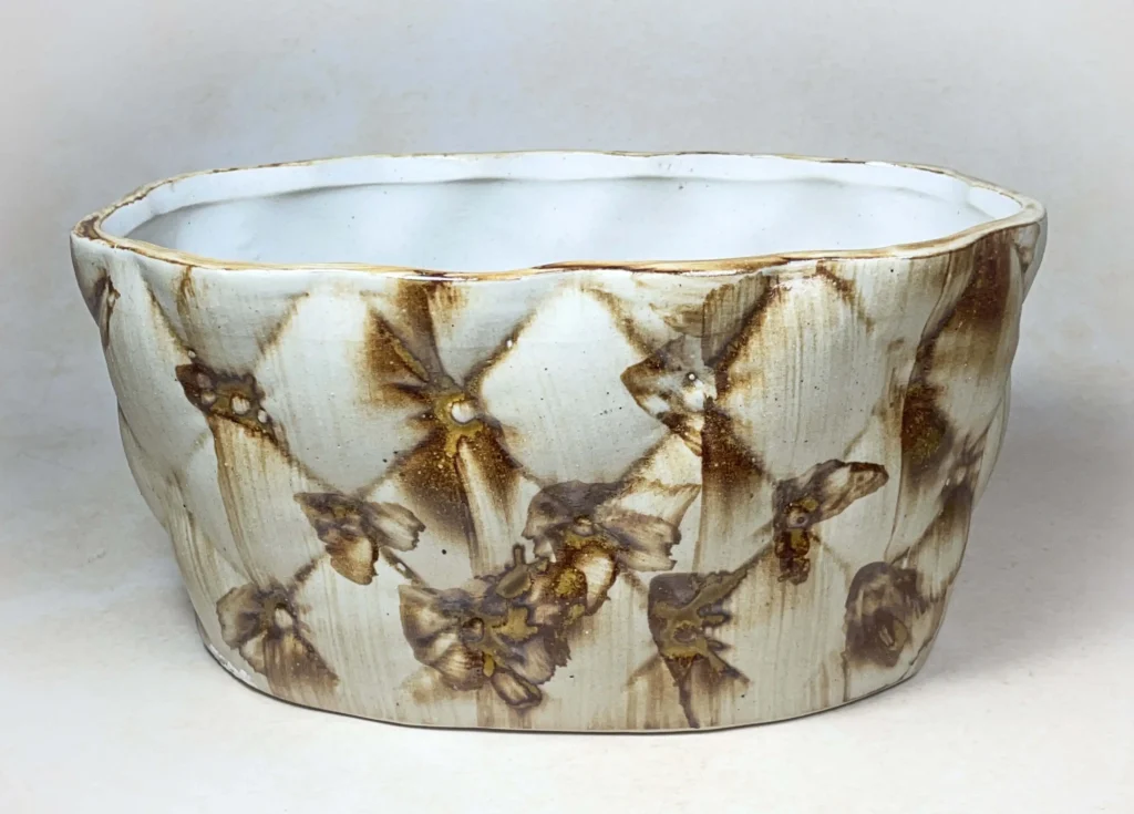 Rust Bloom Ceramic Planter | Wide Rustic Indoor Pot – 10 Inch